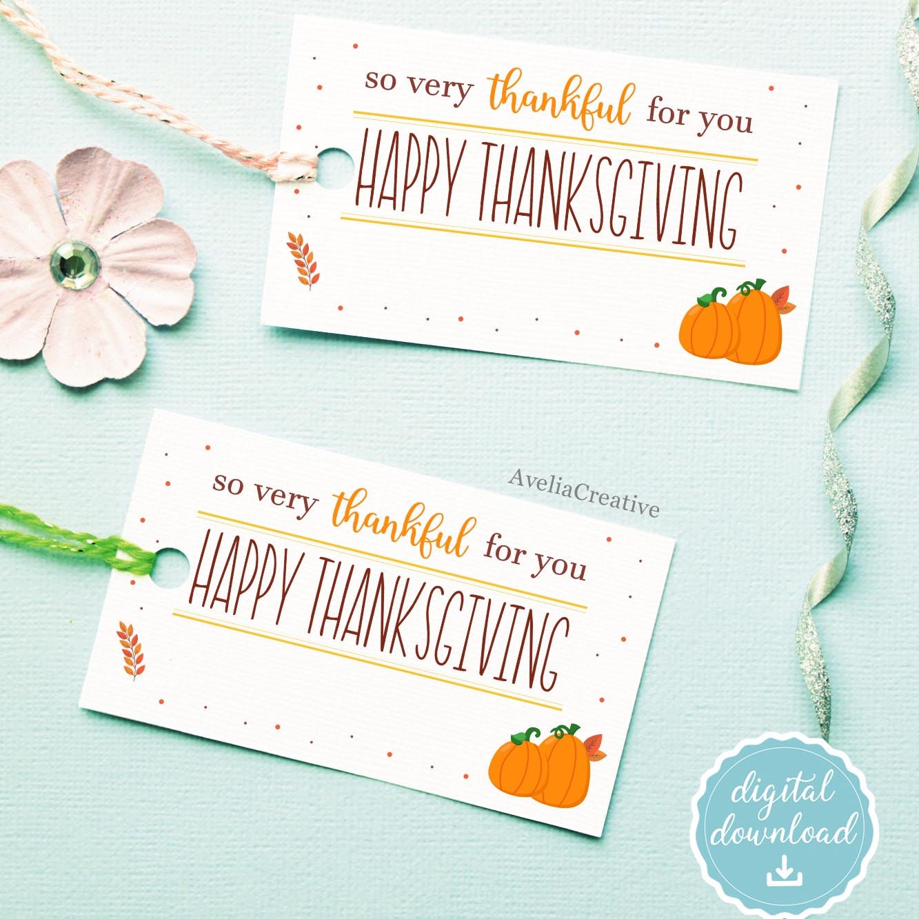 Happy Thanksgiving Tags, Instant Download, Printable Thanksgiving Gift ...