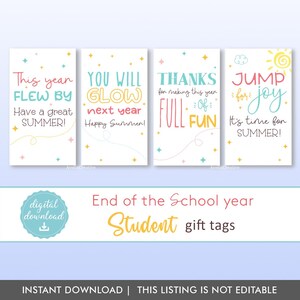 Student Printable Gift Tags, Instant Download, Printable Students Favor ...