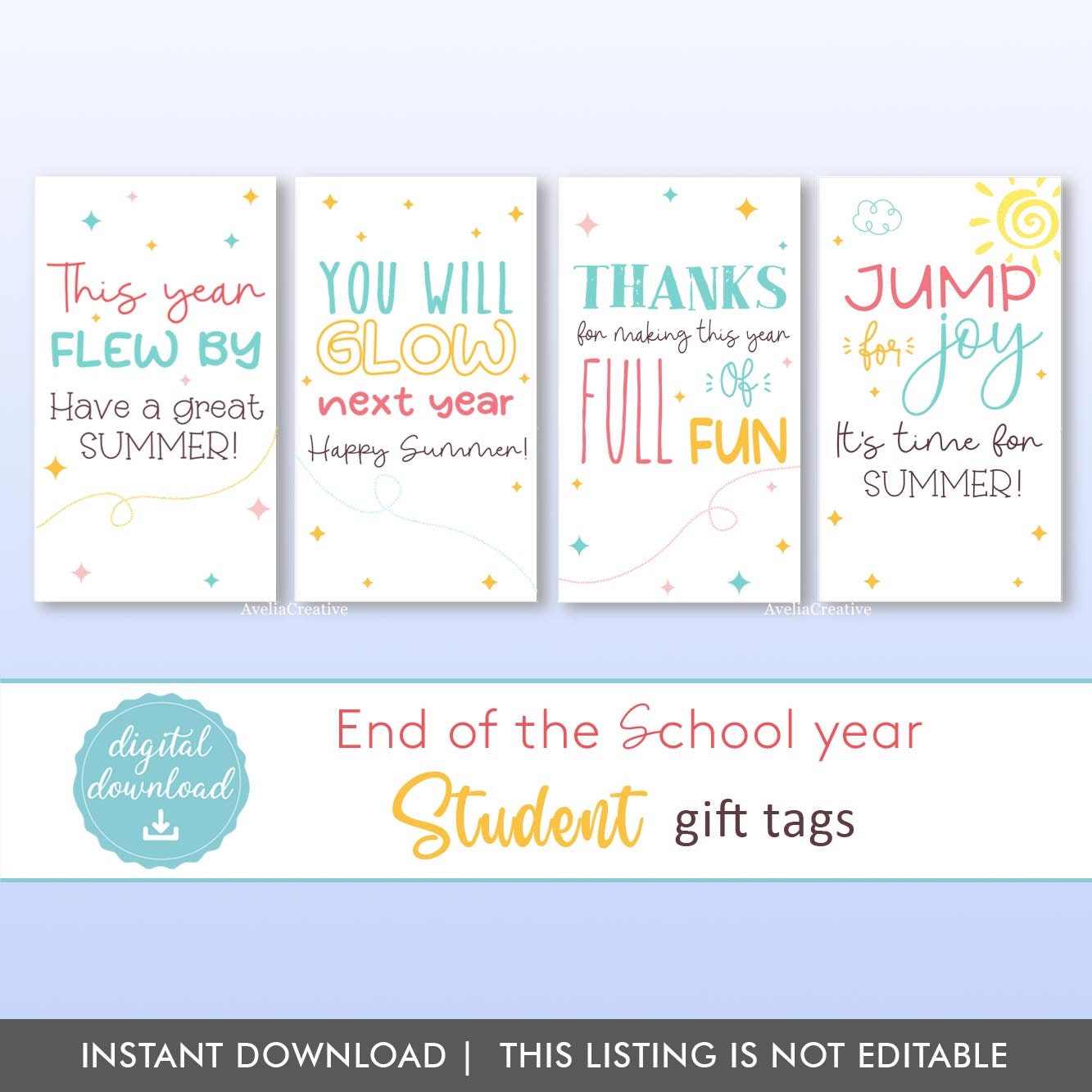 Student Printable Gift Tags, Instant Download, Printable Students Favor ...