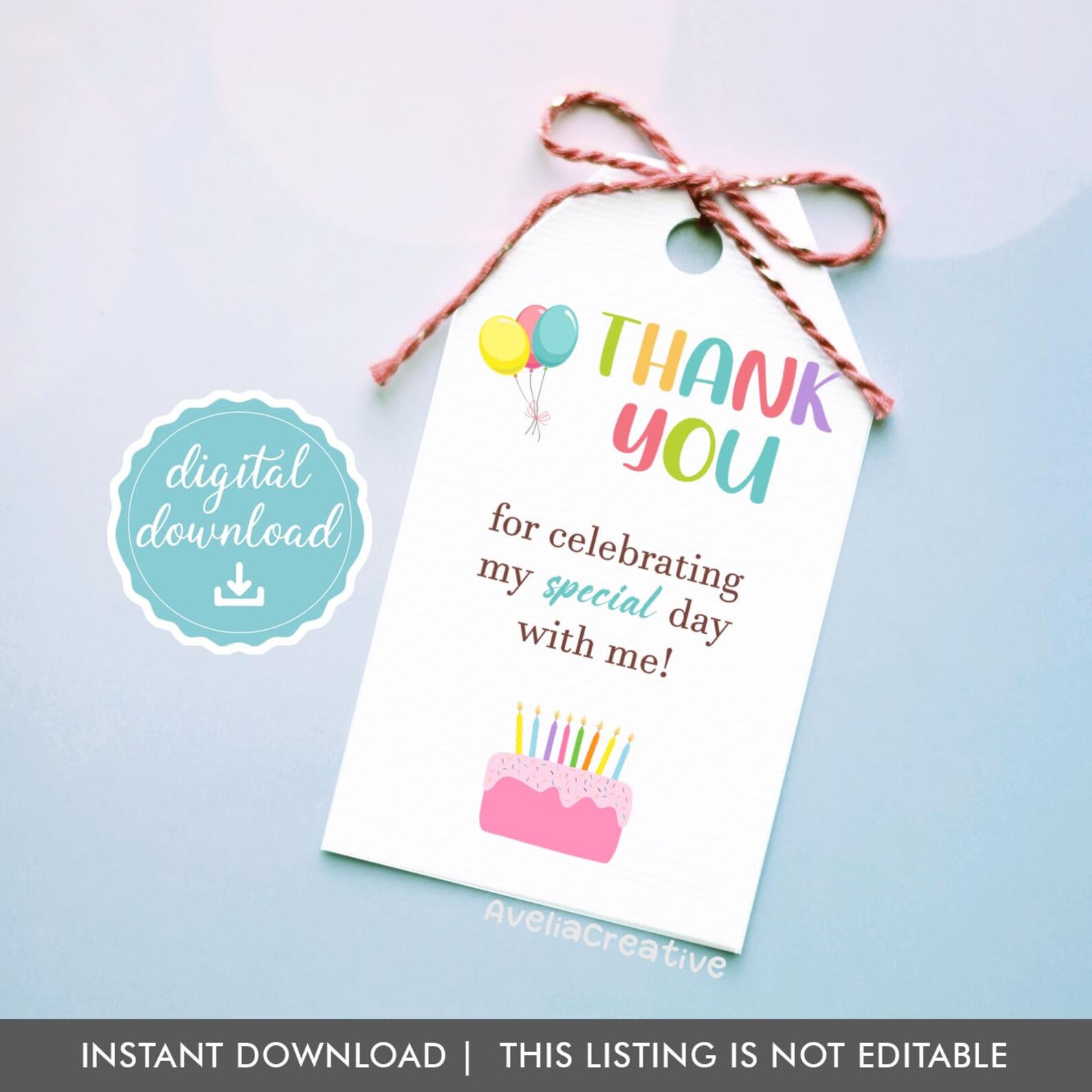 Party Favor Tag, Instant Download, Thank You for Celebrating My Special ...