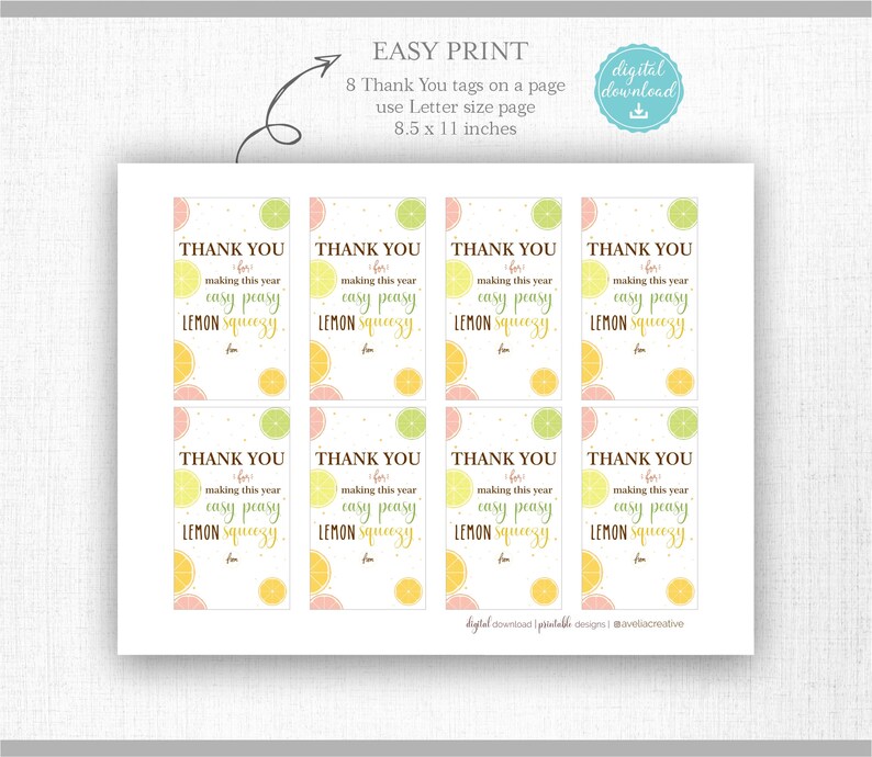 Thank You Gift Tags Thank You for Making This Year Easy Peasy - Etsy Canada
