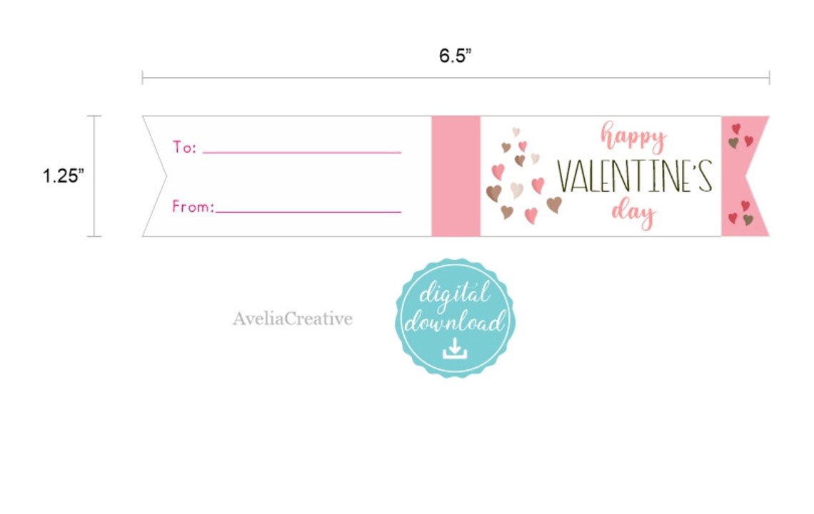 Valentine Printable Pencil Tags, Instant Download, Printable Valentine ...