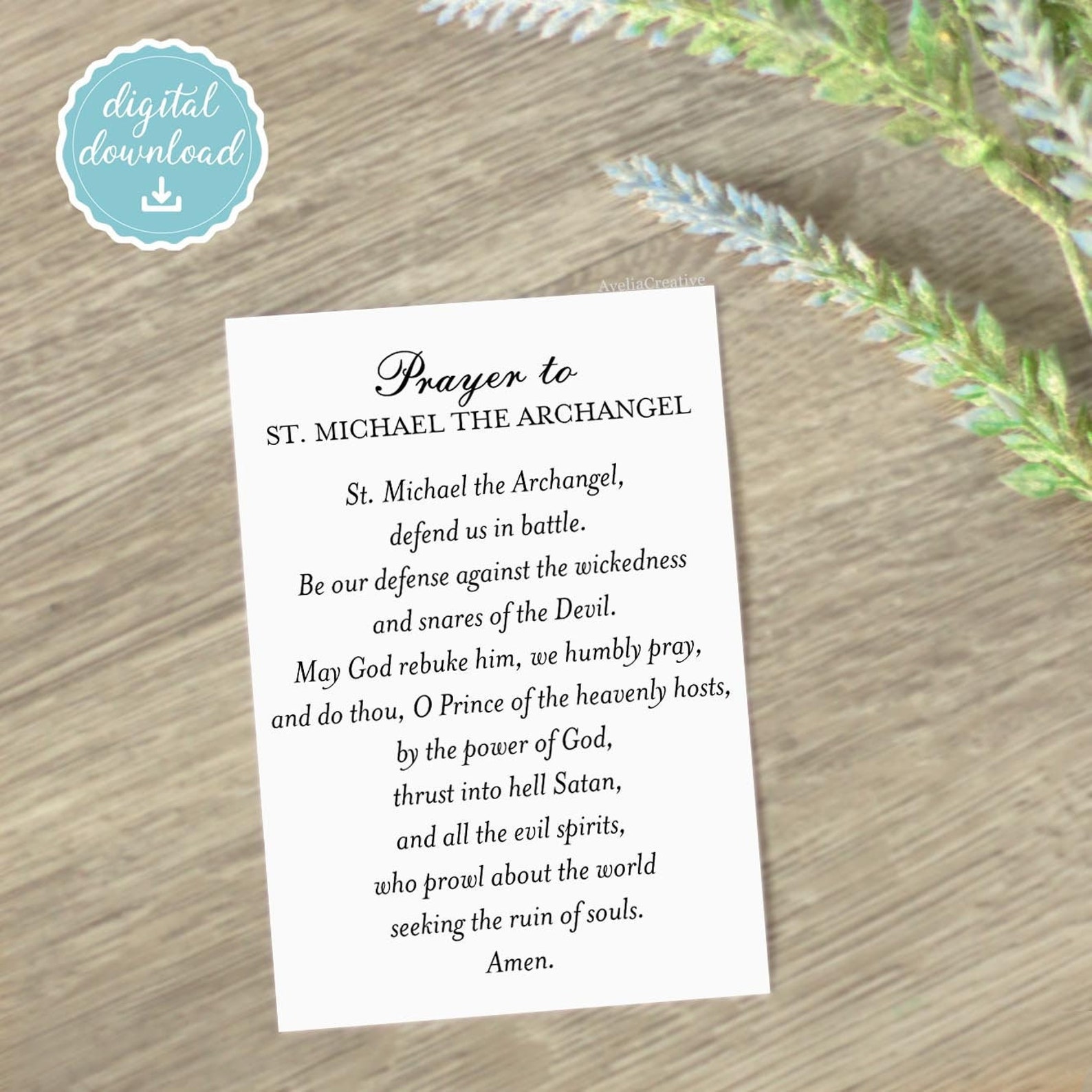 Printable Card Prayer to St. Michael the Archangel, Instant Download ...