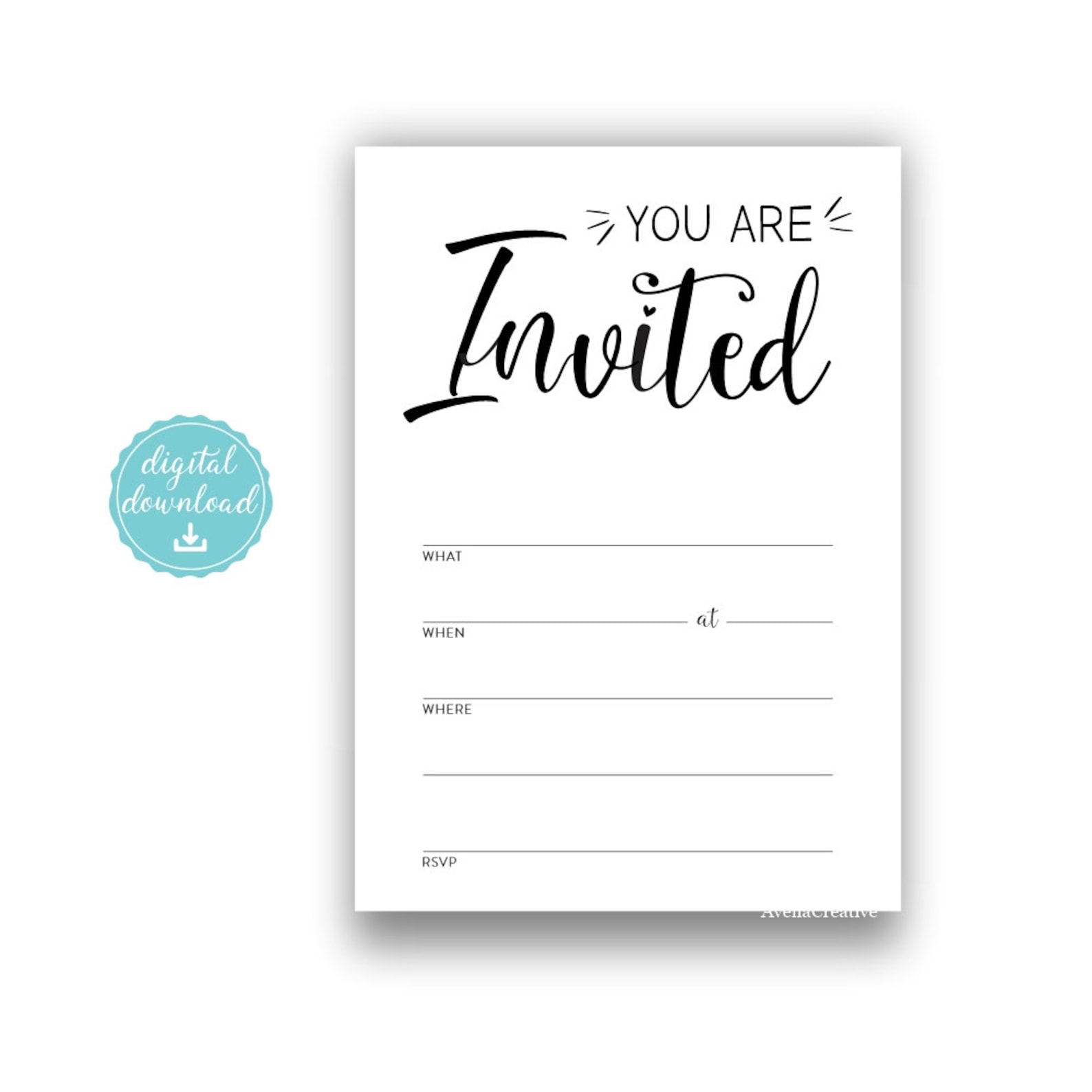 You're Invited Blank Invitation, Instant Download, Fill-in Invite ...