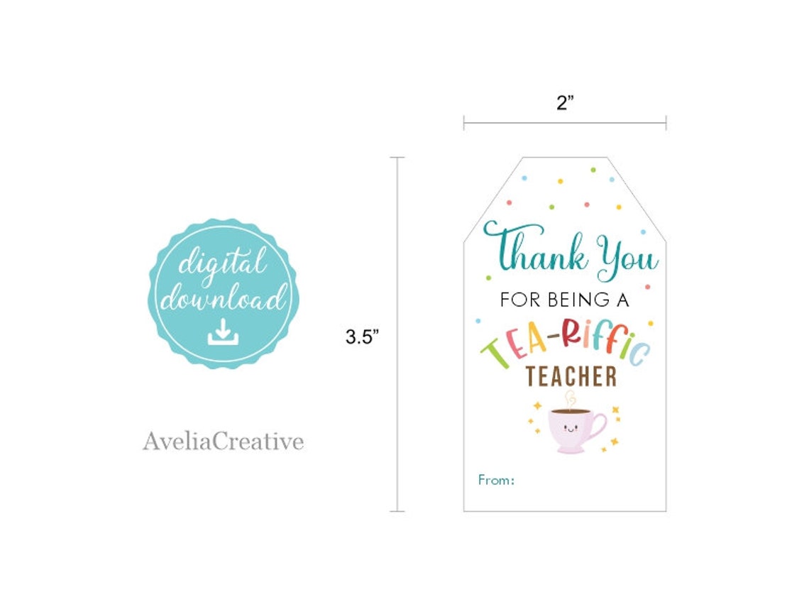 Thank You for Being a Teariffic Teacher Gift Tag, Instant Download ...