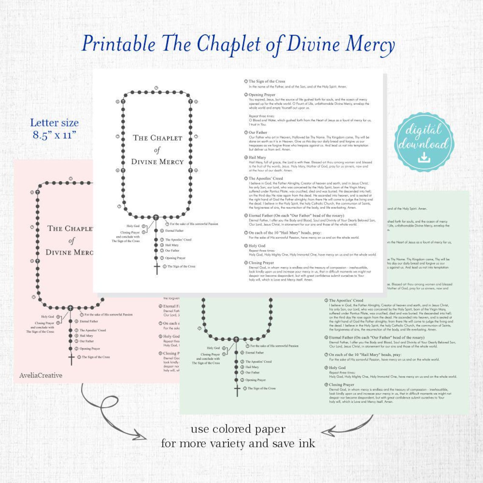 Divine Mercy CHAPLET, the Chaplet of Divine Mercy, Instant Download ...