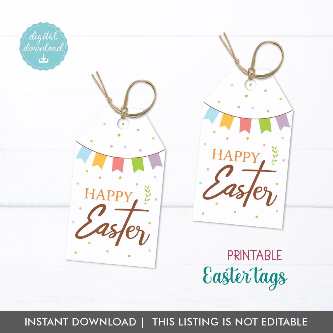 Happy Easter Printable Tags, Instant Download, Happy Easter Gift Tags ...