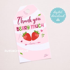 Thank You Berry Much Gift Tags Instant Download End of Year - Etsy
