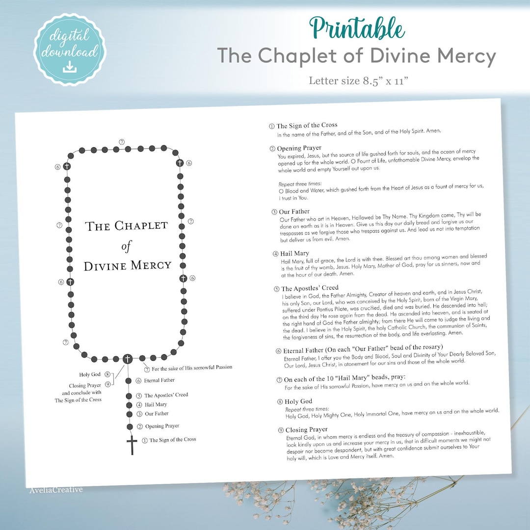 The Chaplet of Divine Mercy, Instant Download, Printable Divine Mercy ...