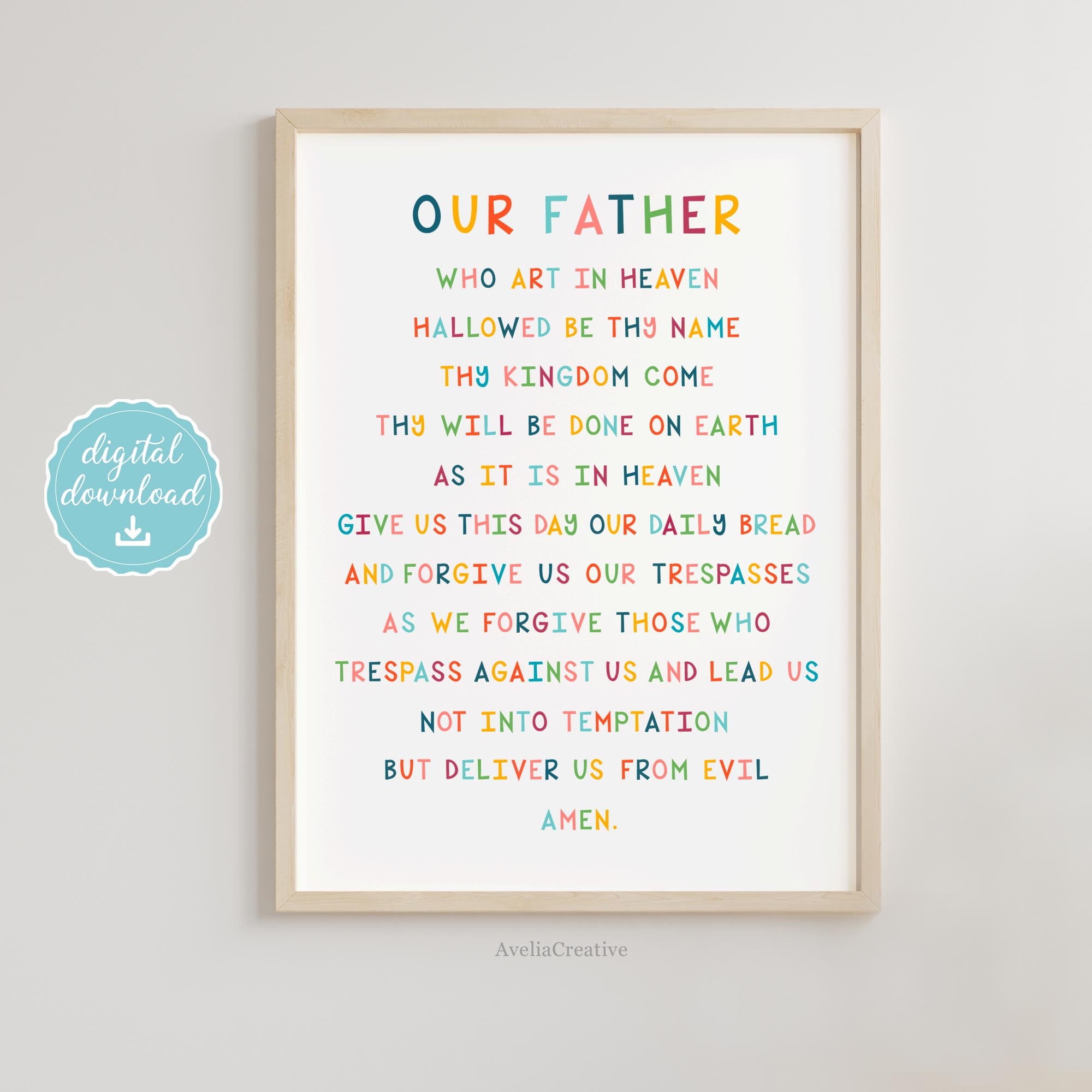 Our Father Prayer Wall Art, Instant Download, the Lords Prayer Our ...