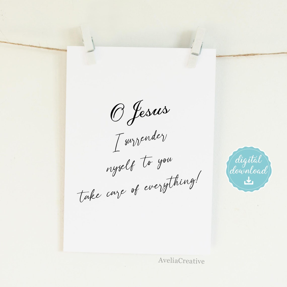 Printable Wall Art O Jesus I Surrender Myself to You, Instant Download ...