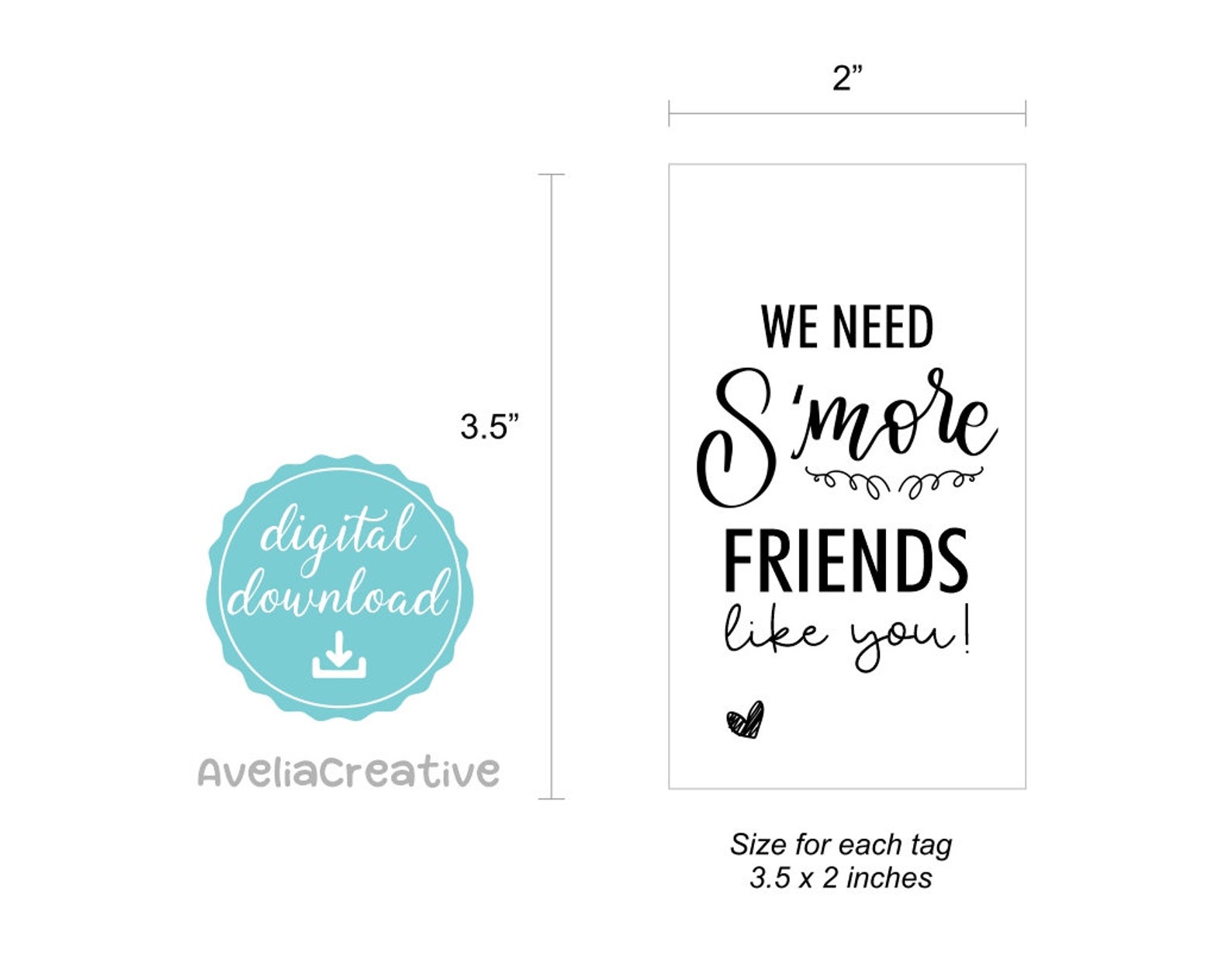 We Need S'MORE Friends Like You, Printable S'more Birthday Tag, Instant ...