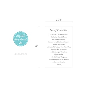 Act of Contrition Printable Prayer Card, Instant Download, Prayer for ...