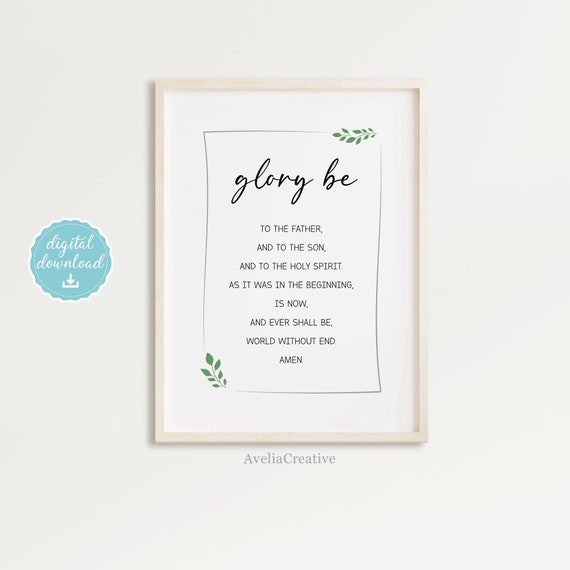 Glory Be Wall Art Instant Download Catholic Prayer - Etsy