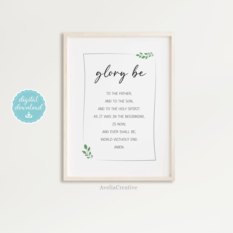 Glory Be Wall Art, Instant Download, Catholic Prayer, Printable Glory ...
