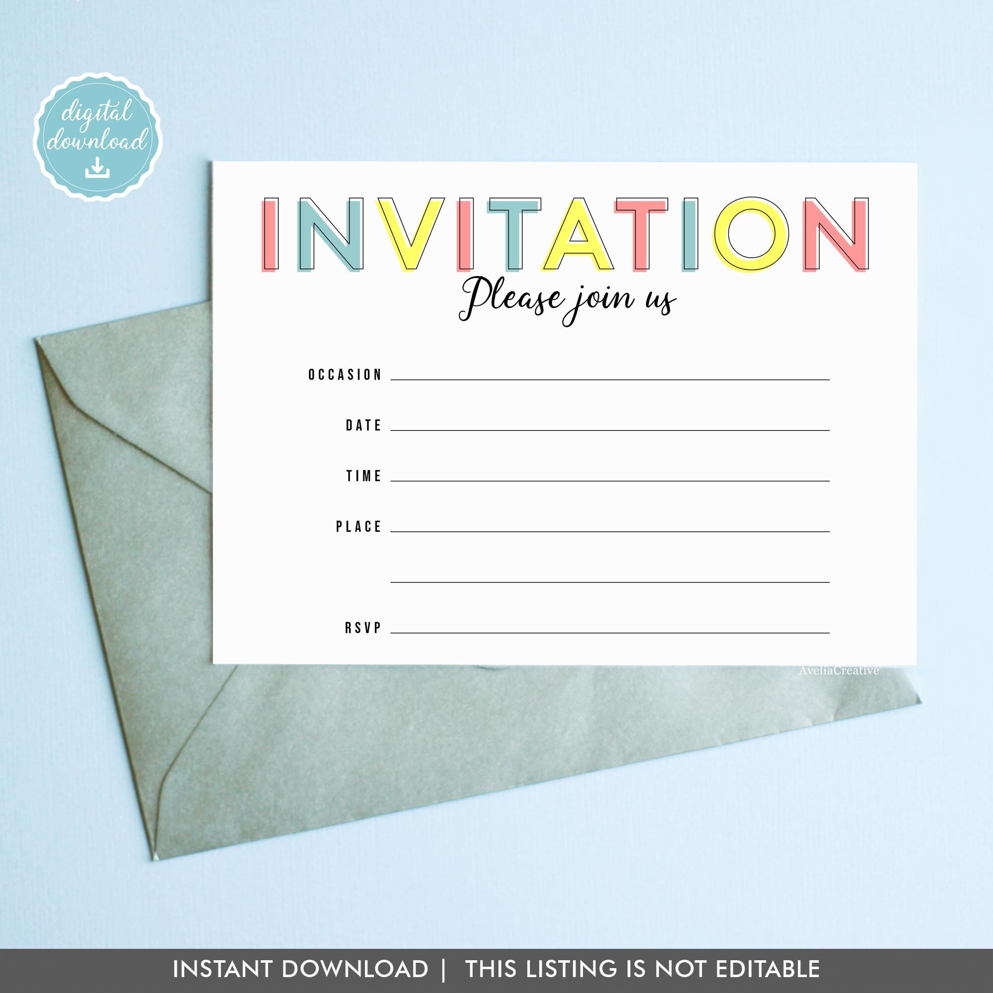 Invitation Please Join Us Blank Invitation, Instant Download, Fill-in ...