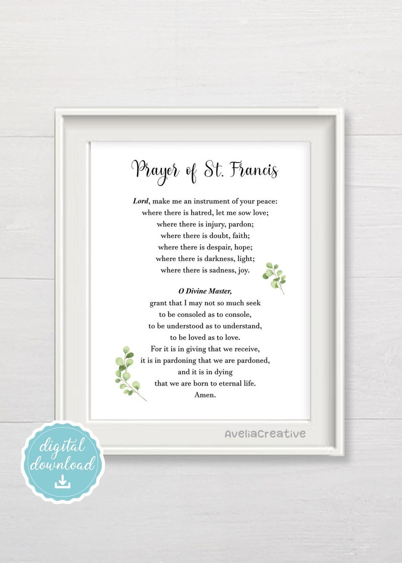 Prayer of St. Francis Wall Art Instant Download St. Francis - Etsy
