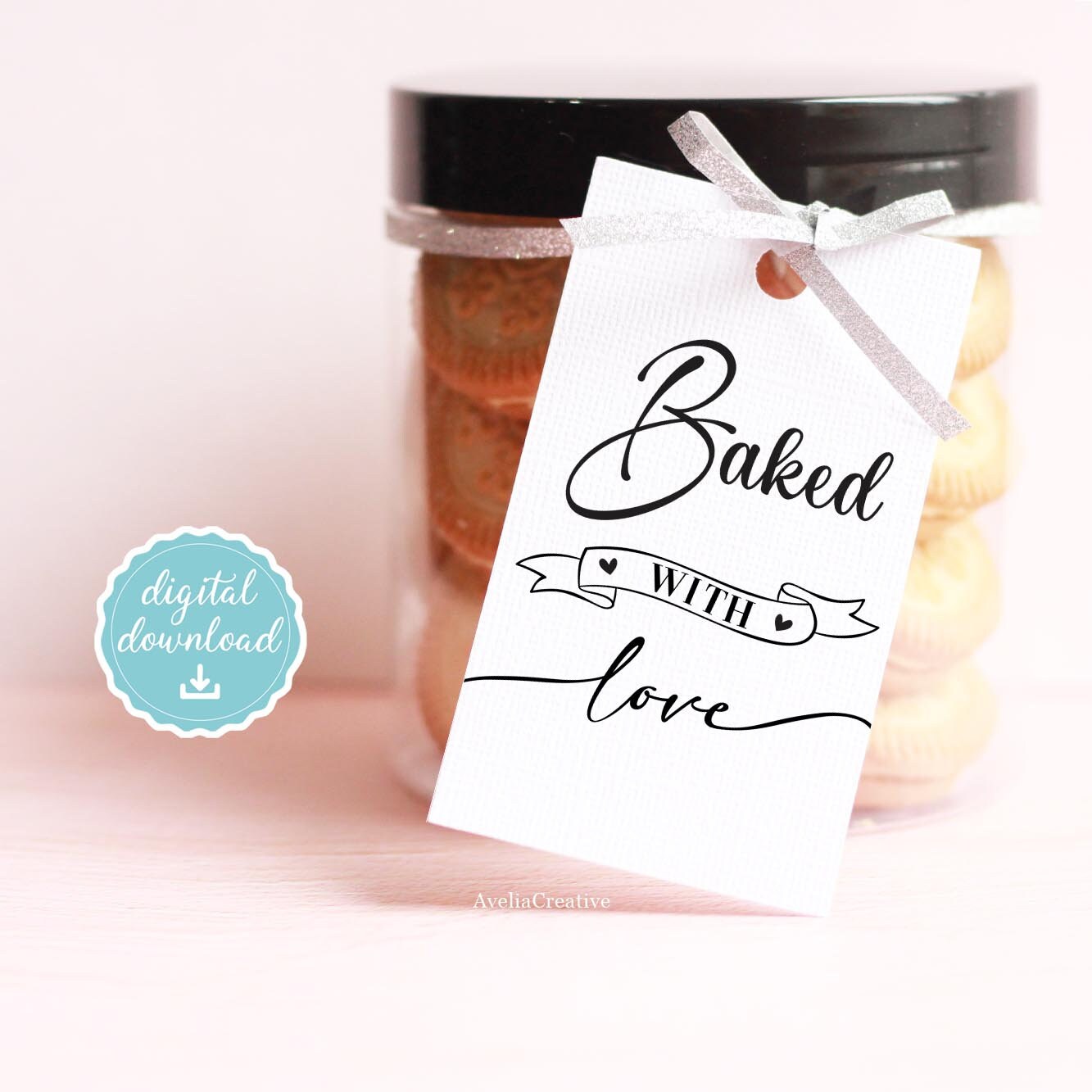 Printable Cookie Tags, Instant Download, Baked With Love Hang Tags ...