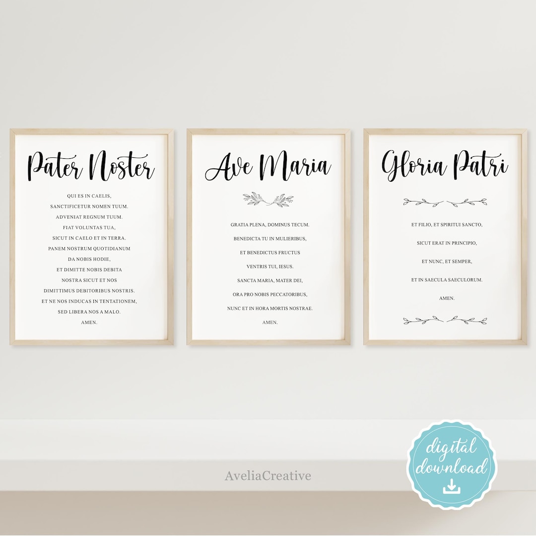 Pater Noster Ave Maria Gloria Patri Prayer Wall Art, Instant Download ...