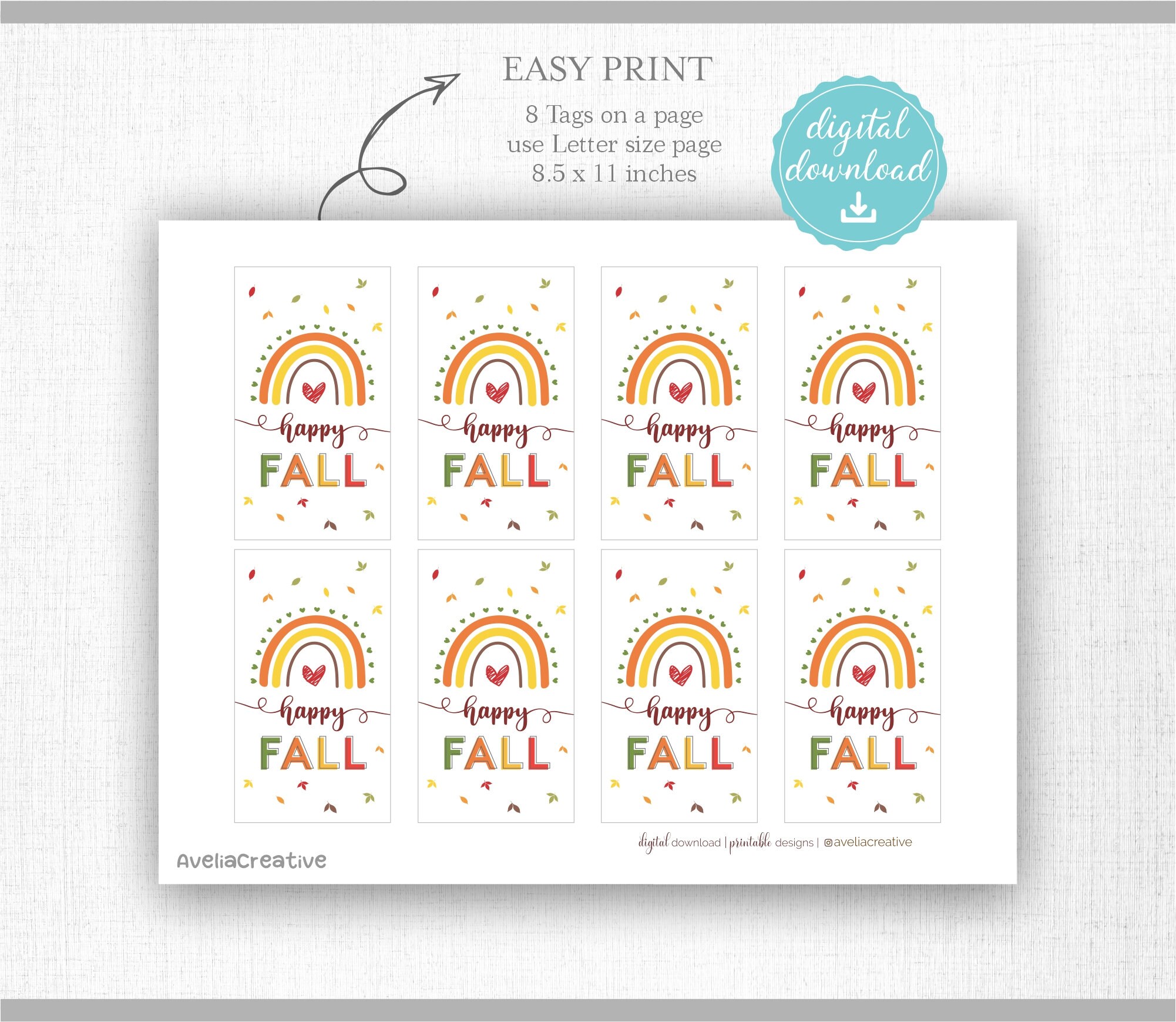 Printable Fall Gift Tags Instant Download Happy Fall Gift - Etsy Canada