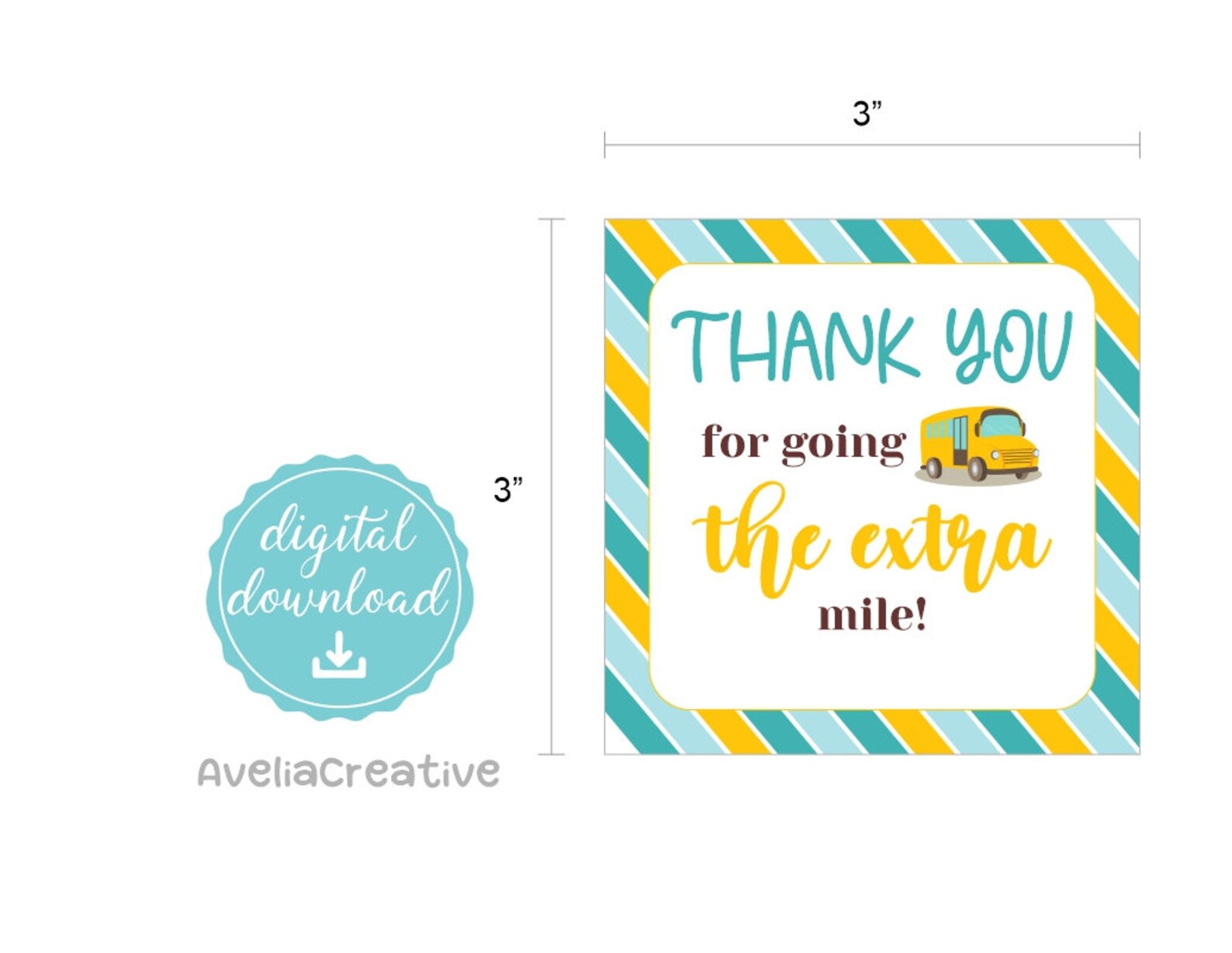 Bus Driver Gift Tags, Instant Download, Thank You Tags 3x3, Printable ...