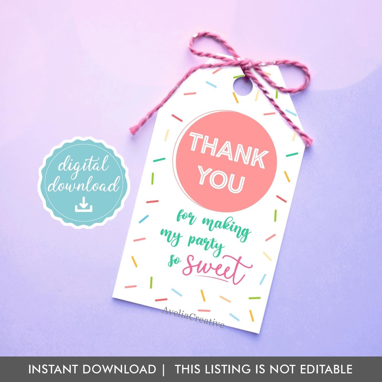 Thank You Party Tag, Instant Download, Thank You for Making My Party so ...