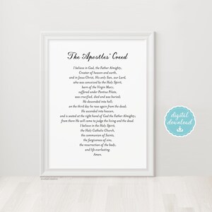 The Apostles Creed Printable, Instant Download, Catholic Prayer Wall ...