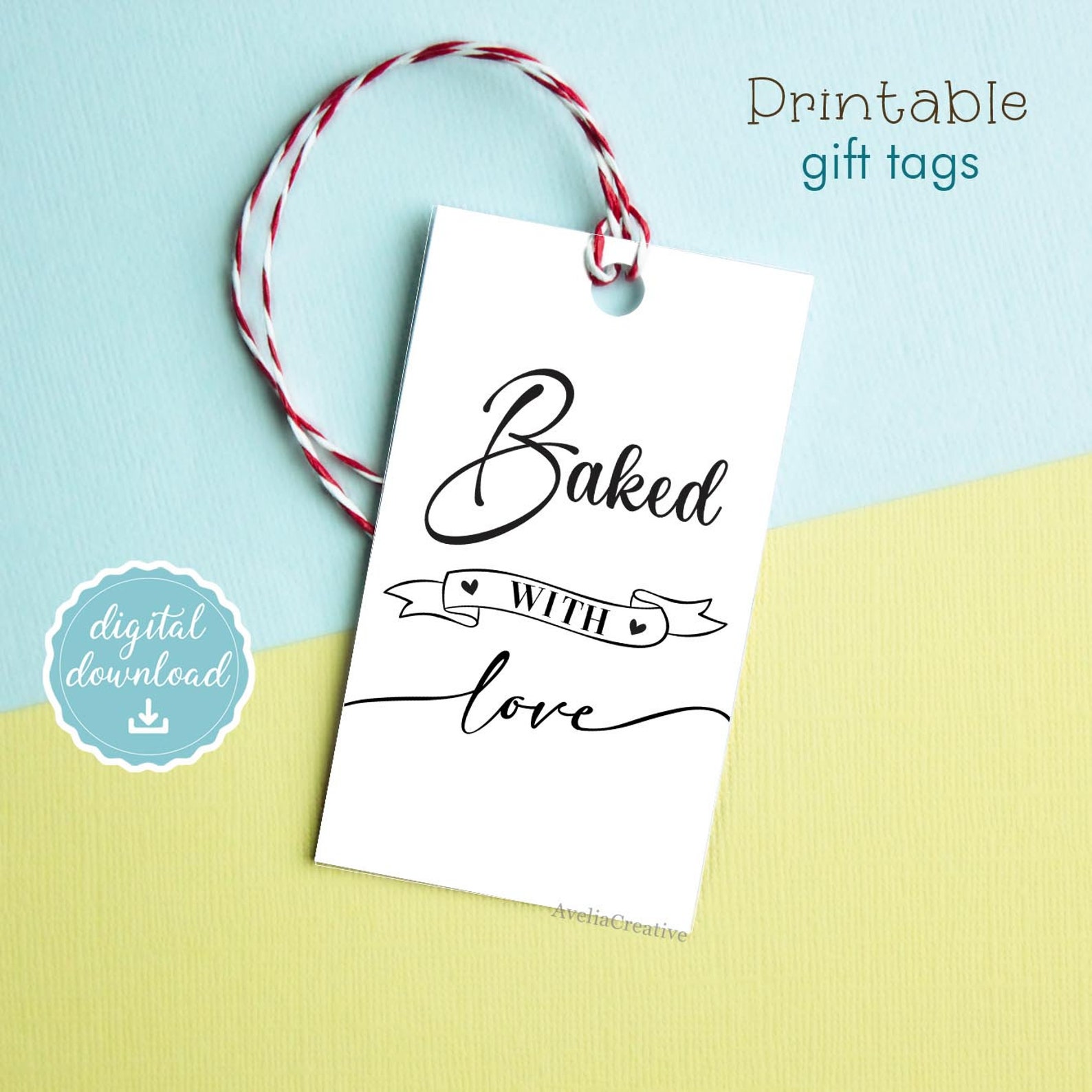 Printable Cookie Tags, Instant Download, Baked With Love Hang Tags ...