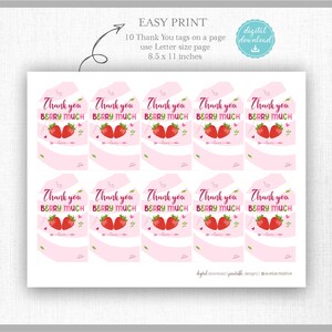 Thank You Berry Much Gift Tags Instant Download End of Year - Etsy