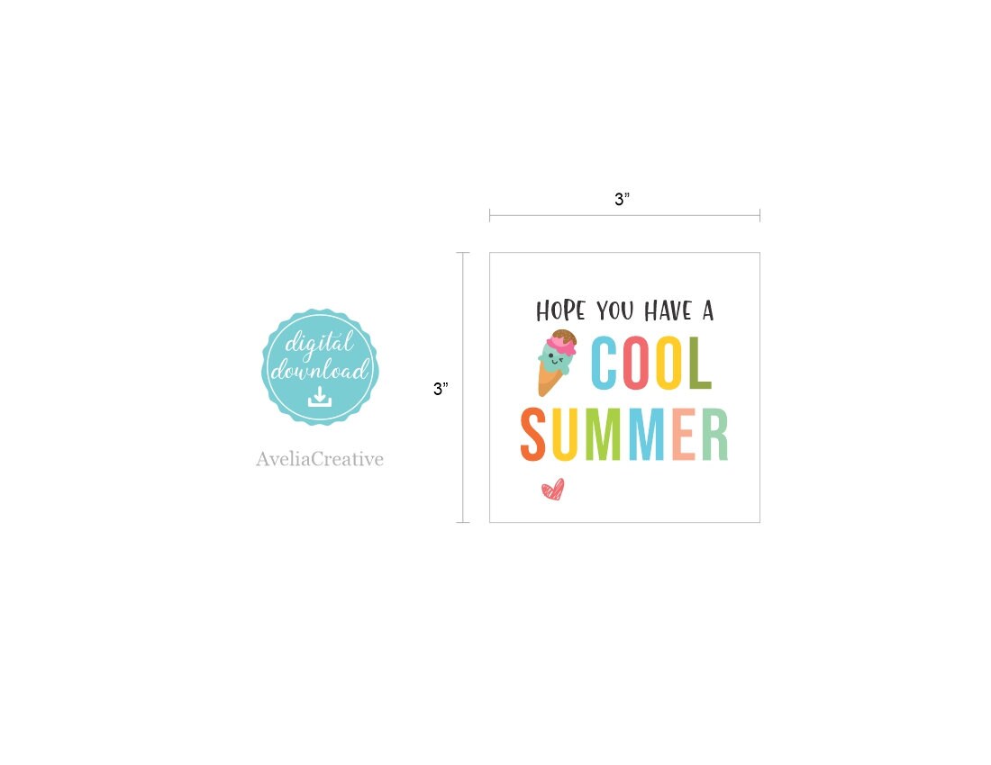 Summer Printable Tags, Instant Download, Have a Cool Summer, Summer ...