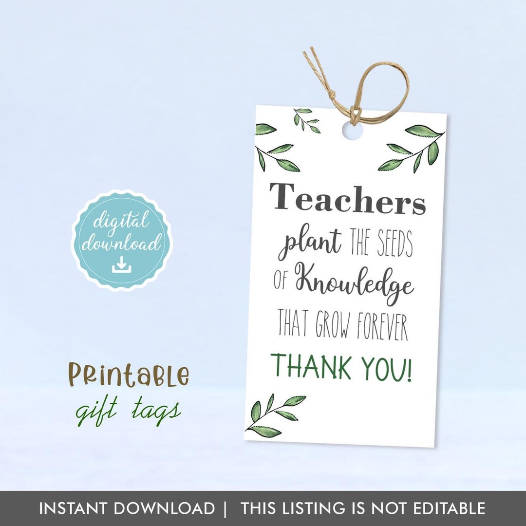 Teacher Appreciation Gift Tags Instant Download Teacher - Etsy