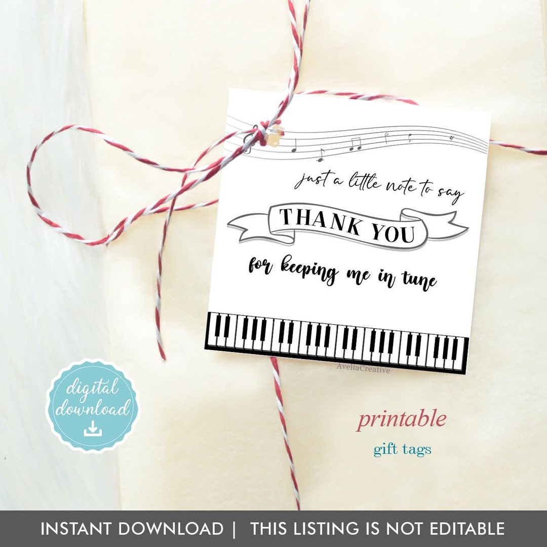 Music Teacher Gift Tags, Instant Download, Printable Piano Teacher Tags ...