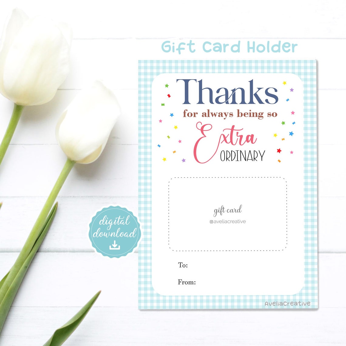 Printable Gift Card Holder Instant Download Thanks for - Etsy