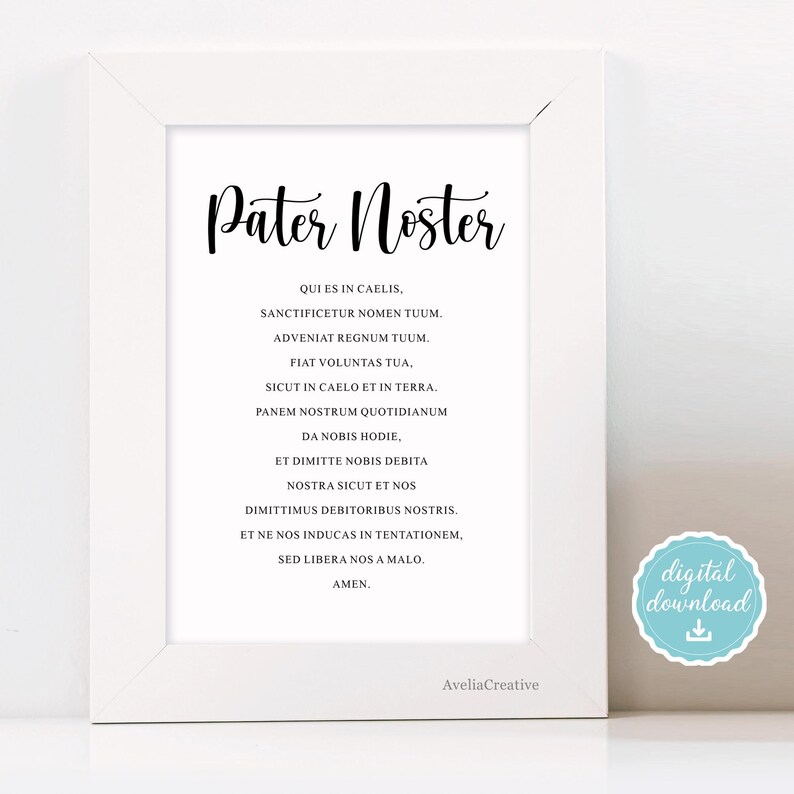 Pater Noster Printable Wall Art, Instant Download, Our Father in Latin ...