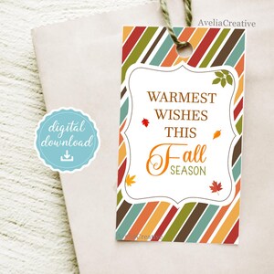 Printable Fall Gift Tags, Instant Download, Hello Fall Autumn Leaves ...