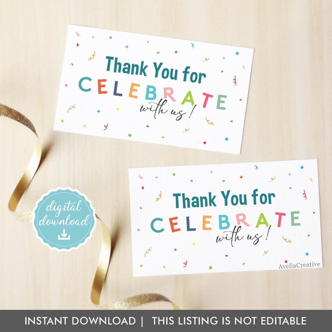 Thank You Party Tags Instant Download Thank You for - Etsy Canada