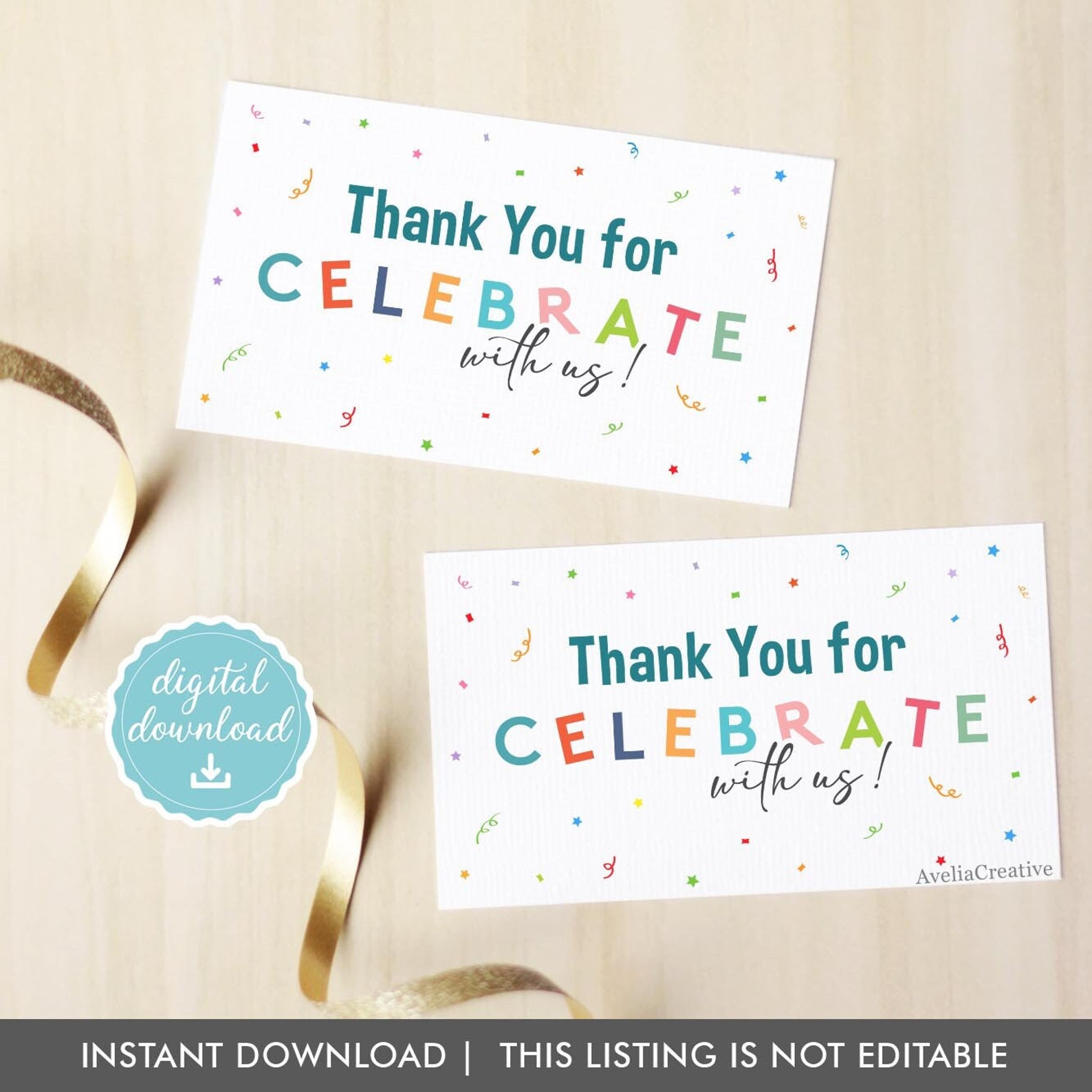 Thank You Party Tags, Instant Download, Thank You for Celebrate With Us ...