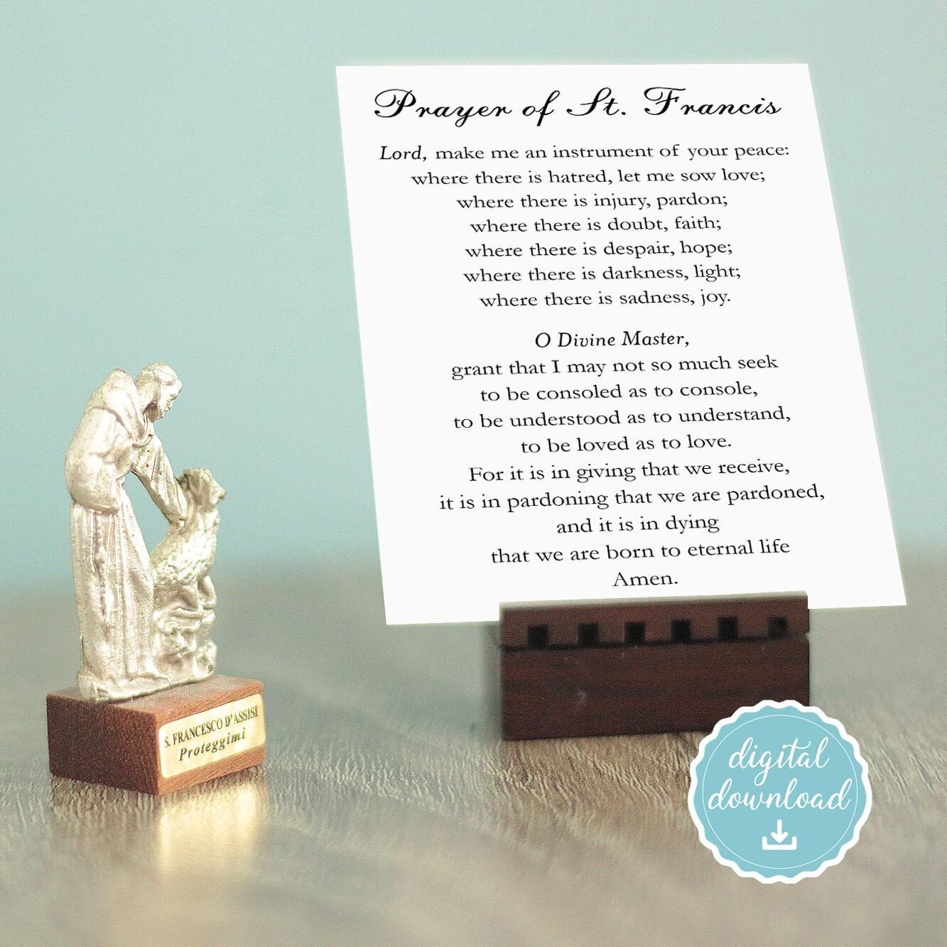 Printable Card Prayer of St. Francis , Instant Download, Saint Francis ...
