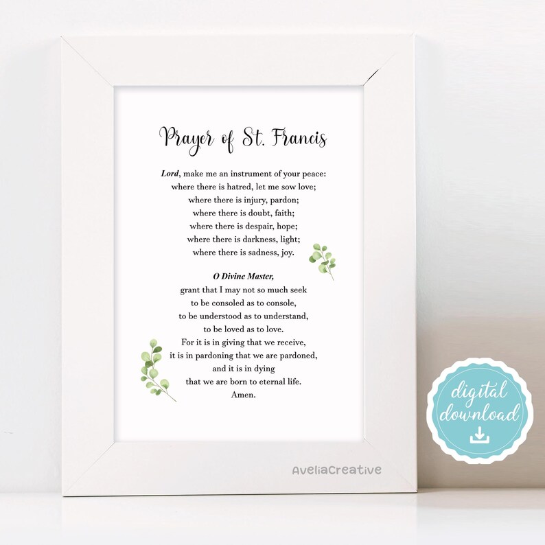 Prayer of St. Francis Wall Art Instant Download St. Francis - Etsy