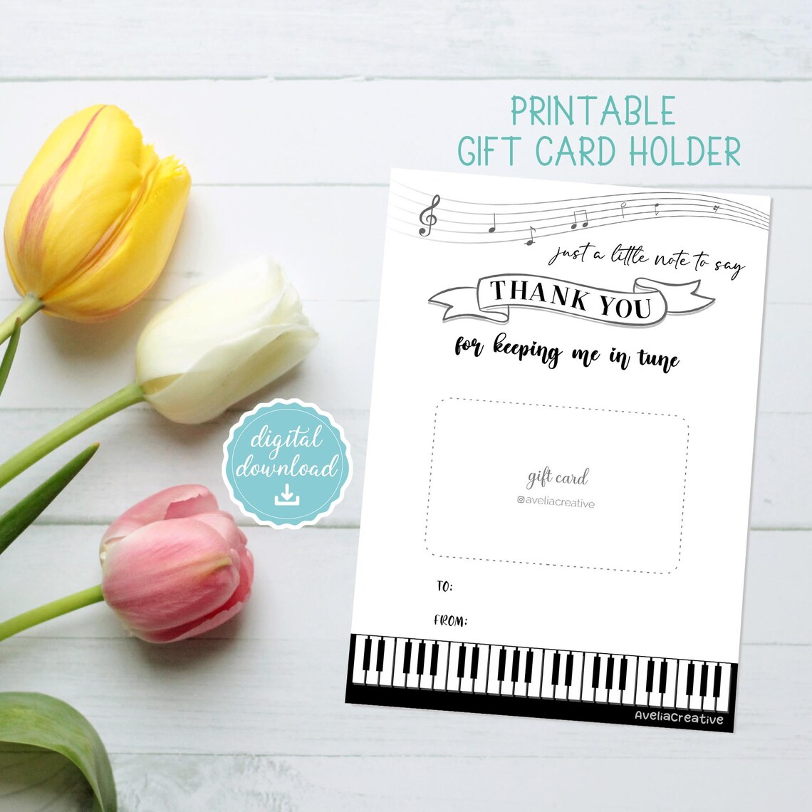 Music Teacher Gift Card Holder Instant Download Printable - Etsy