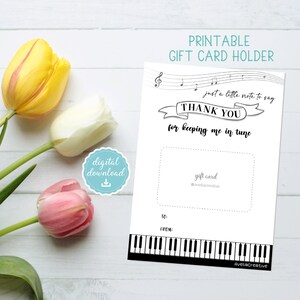 Music Teacher Gift Card Holder Instant Download Printable - Etsy
