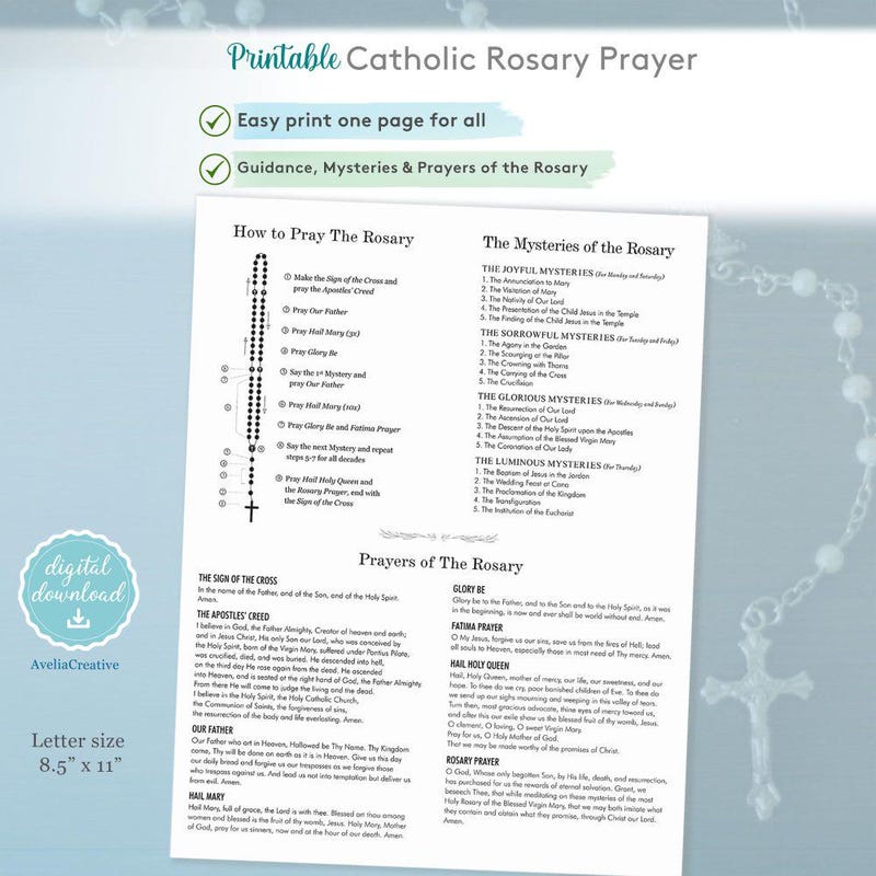Rosary Prayers Cards - Etsy