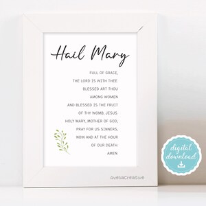 Hail Mary Wall Art, Instant Download, Catholic Prayer Printable Art ...