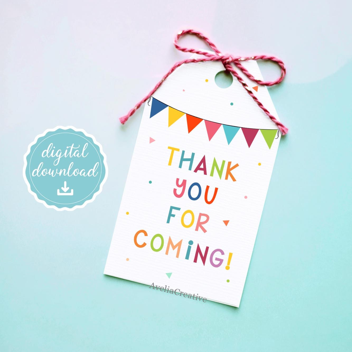 Thank You for Coming Printable Party Tag, Instant Download, Thank You ...