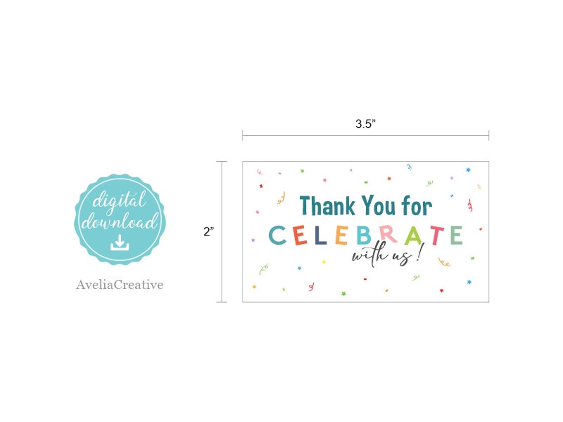 Thank You Party Tags, Instant Download, Thank You for Celebrate With Us ...
