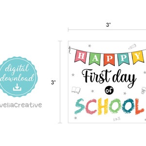 Happy First Day of School Tags, Instant Download, Printable Tags Back ...