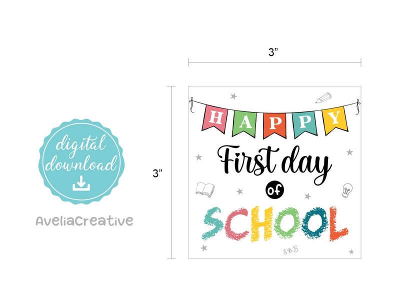 Happy First Day of School Tags Instant Download Printable - Etsy