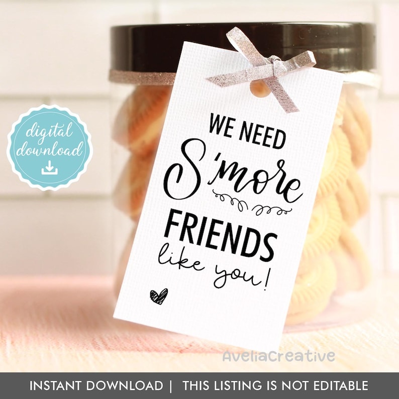 We Need S'MORE Friends Like You, Printable S'more Birthday Tag, Instant ...