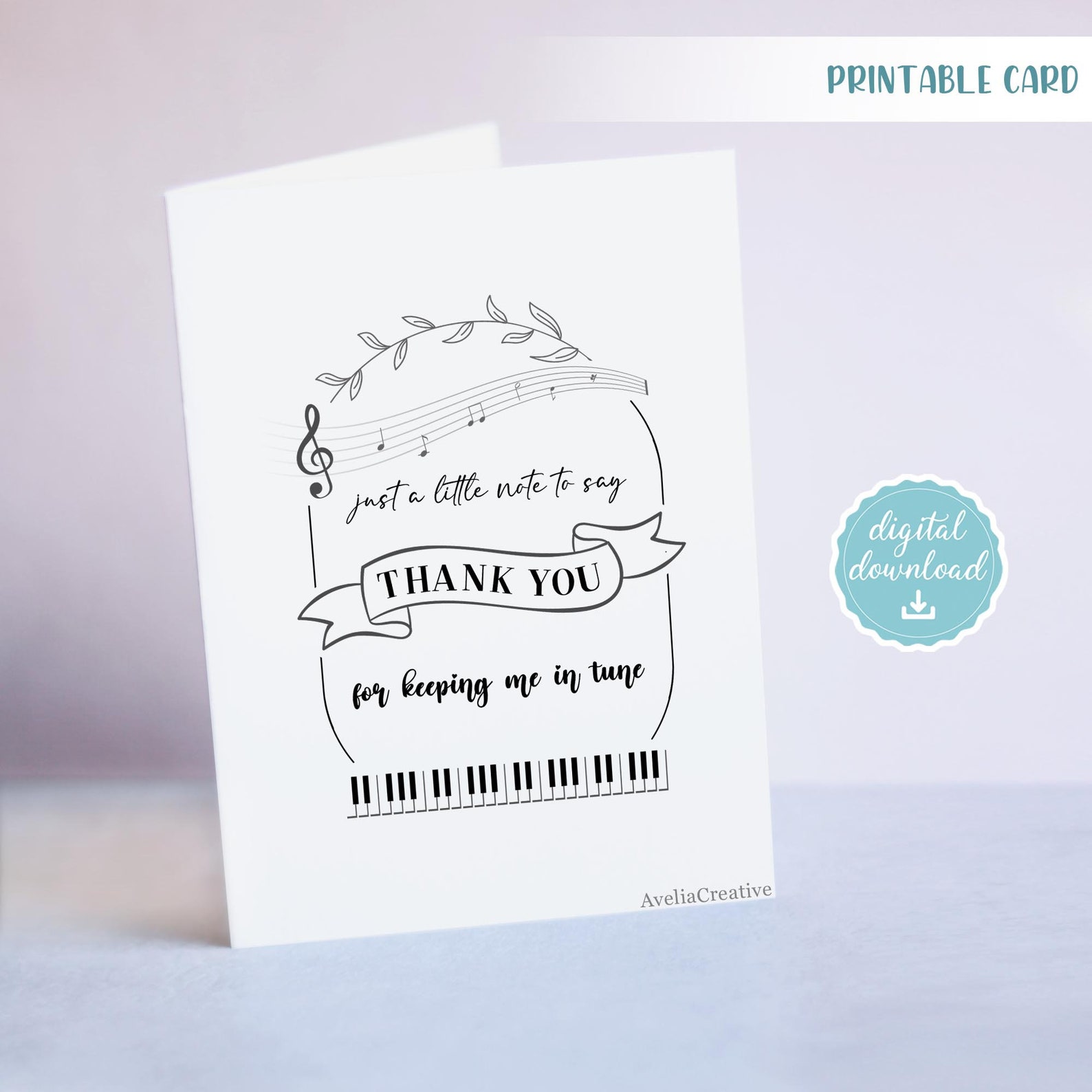 Music Teacher Printable Card, Instant Download, Thank You for Keeping ...