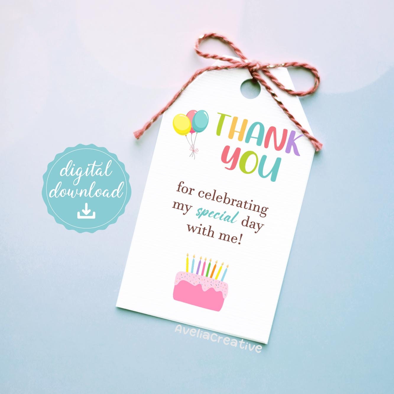 Party Favor Tag, Instant Download, Thank You for Celebrating My Special ...